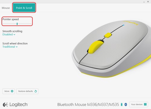 Set M535 / M336 / M337 mouse pointer speed with Logitech Options – Logitech Support + Download